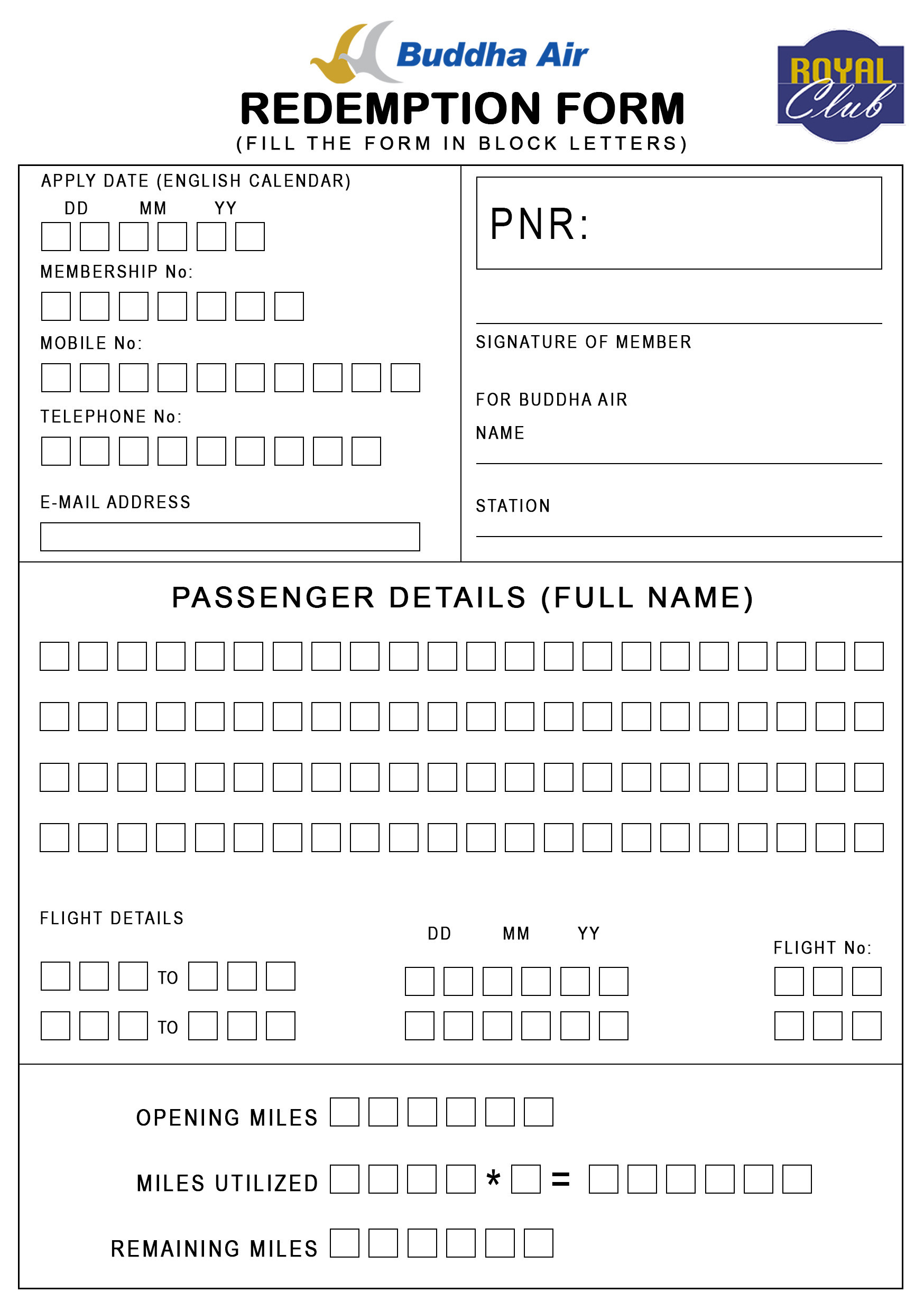 Miles and Benefits of Royal Club | Buddha Air